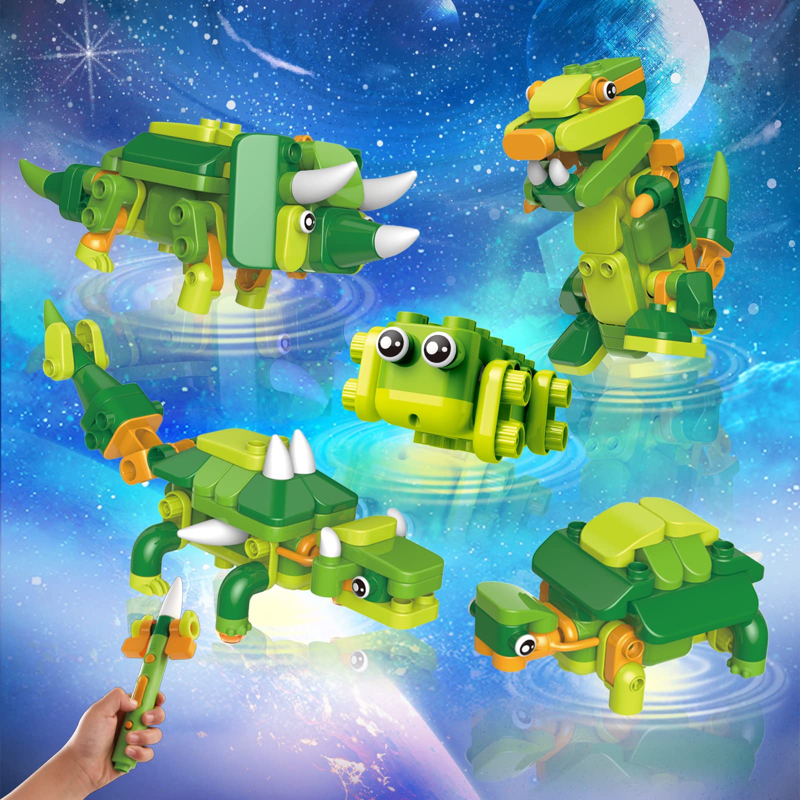 BOTZEES GO! Dinosaur Robots for Kids, Building and Electric Remote Control Toys, STEM Learning Toys for Kids Ages 3+, Boys Toys, with RC Magic Stick, Dinosaur Toys, App Based