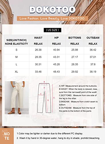 Dokotoo Womens Comfy Casual Loose Stretch Drawstring Tie Elastic Waist Solid Jogging Jogger Work Office Wide Leg Pants Sweatpants for Women with Pockets Khaki Medium