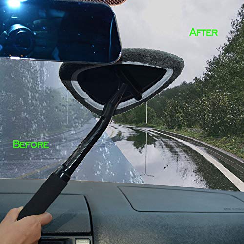 KwoKmarK Windshield Cleaner Tool Car Window Cleaning Wand Glass Microfiber Brush Bigger Pad Thicker Softy Cloth, with Towel Spray Bottle Cloth Bag Kit TTL 6Pcs