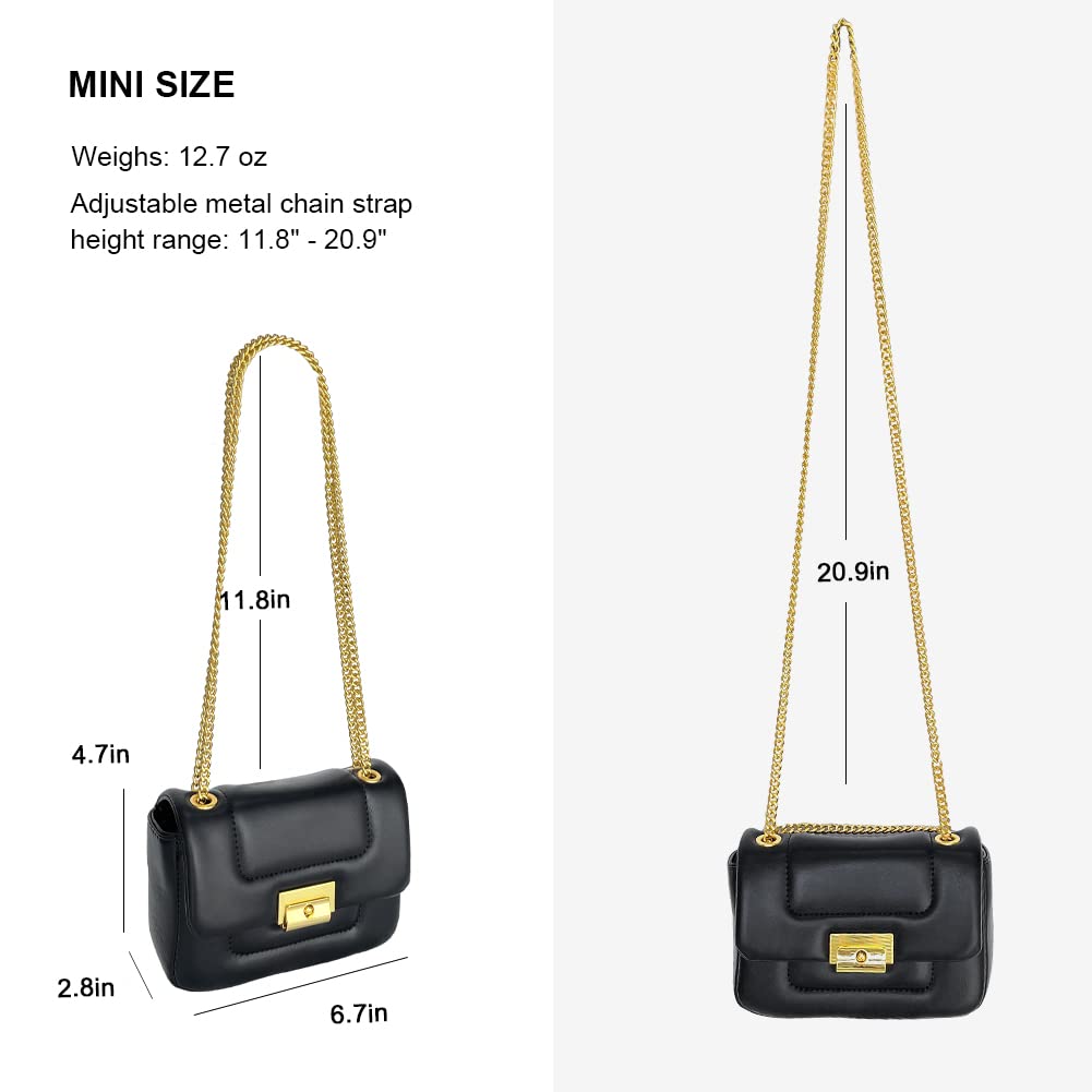 AMHDV Designer Mini Crossbody Purse Chain Quilted Shoulder Bag Women Soft Leather Clutch Handbag (Black)