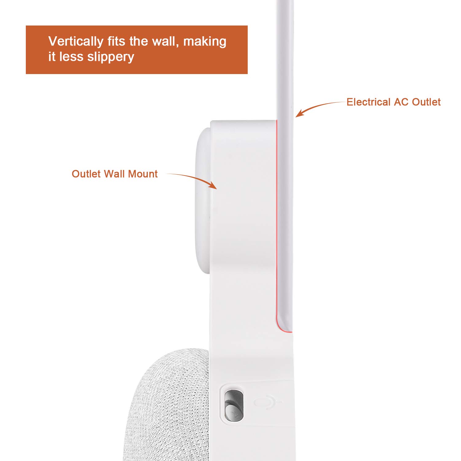 Caremoo Google Home Mini Wall Mount Holder, Space-Saving Design AC Outlet Mount, Perfect Cord Management for Google Home Mini Voice Assistant 2 Pack(White)…