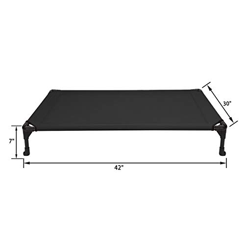 Veehoo Cooling Elevated Dog Bed, Portable Raised Pet Cot with Washable & Breathable Mesh, No-Slip Rubber Feet for Indoor & Outdoor Use, Large, Black