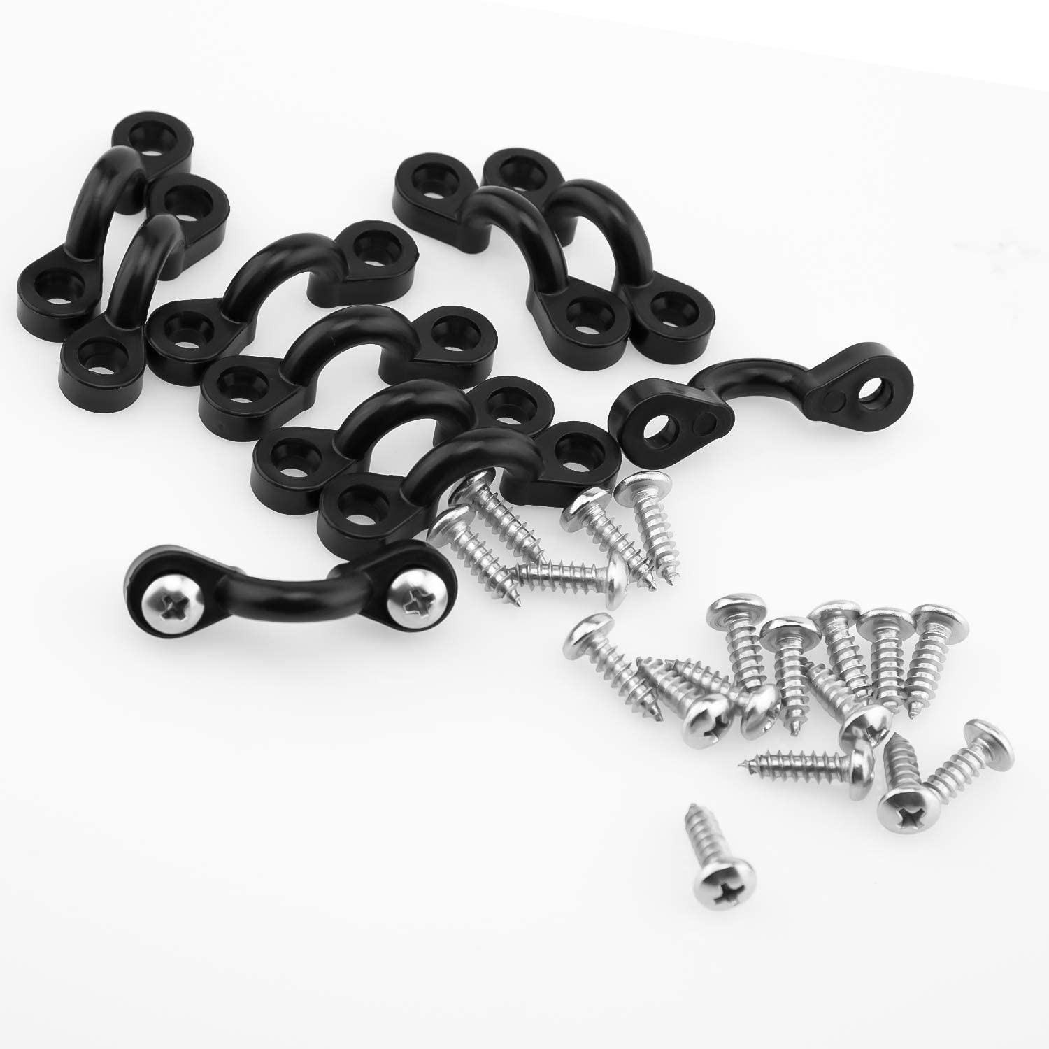 AIEX 10pcs Nylon Deck Loops Bungee Tie Down Pad Eye with 20 Screws for Canoes Boats Kayaks
