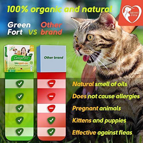 Flea and Tick Prevention for Dogs & Cats, Ferret - Natural Flea Treatment & Home Pest Control - Topical Flea & Mosquito Repellent for Puppy & Kitten - 3 Drops for Small and Extra Large Pet