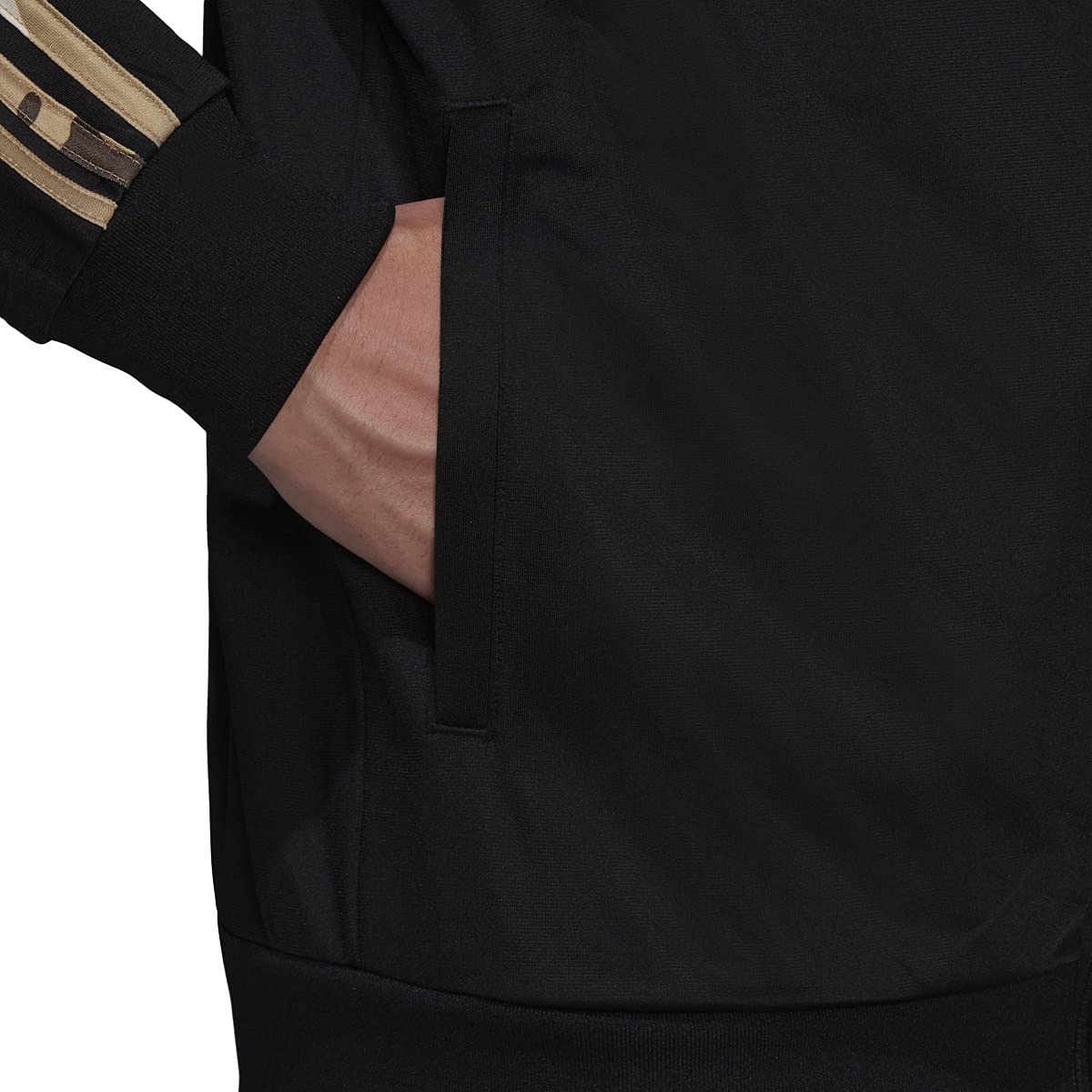 adidas Men's Warm-up Tricot Regular Camo Track Jacket, Black, Large