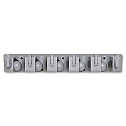 Genuine Joe GJO12504 ABS Plastic Wall Rack Cleaning Organizer with 6 Hook, Gray