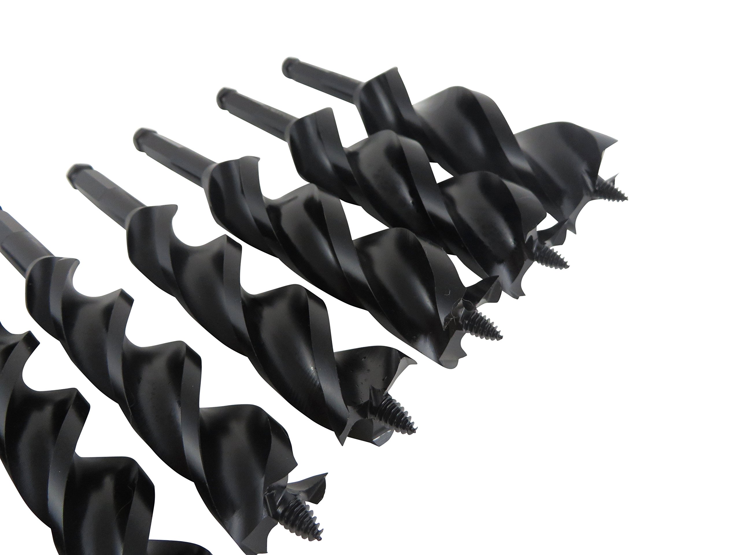 WoodOwl 15 Piece Set with 3/8" to 1-1/2" by 1/8ths x 7-1/2” Long Ultra Smooth Tri Cut Auger Hand Brace Boring Bit PTEE coated 09703-09719
