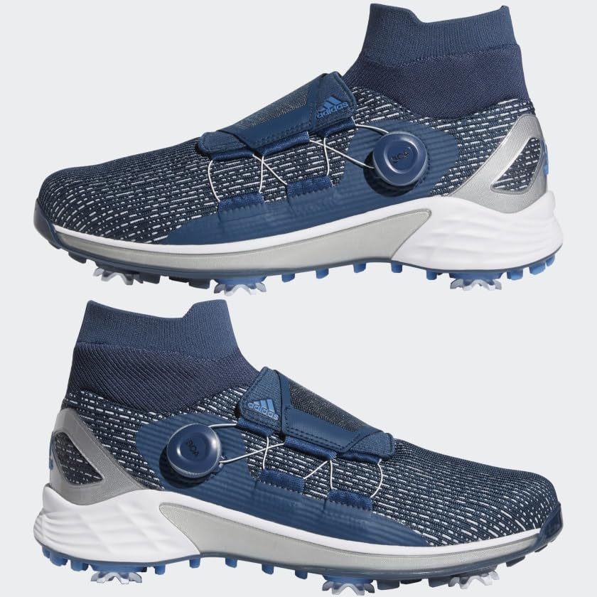 adidas Men's ZG21 Motion Primegreen BOA Mid Cut Golf Shoes, Crew Navy/Silver/Footwear White, 10