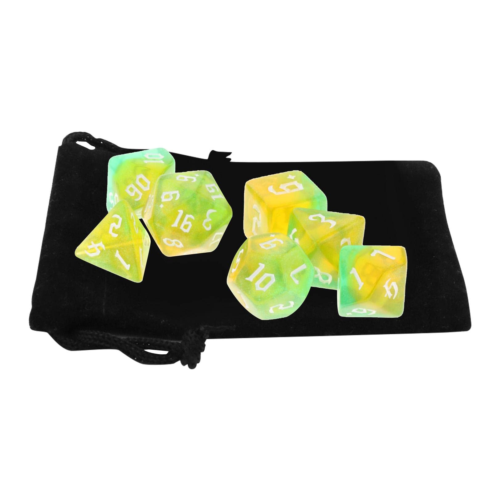 AMLESO Pack of 7 Polyhedral Dices Set Party Toys,D with Pouch for Role Playing Table Games,Classroom Accessories,Math Teaching, Orange