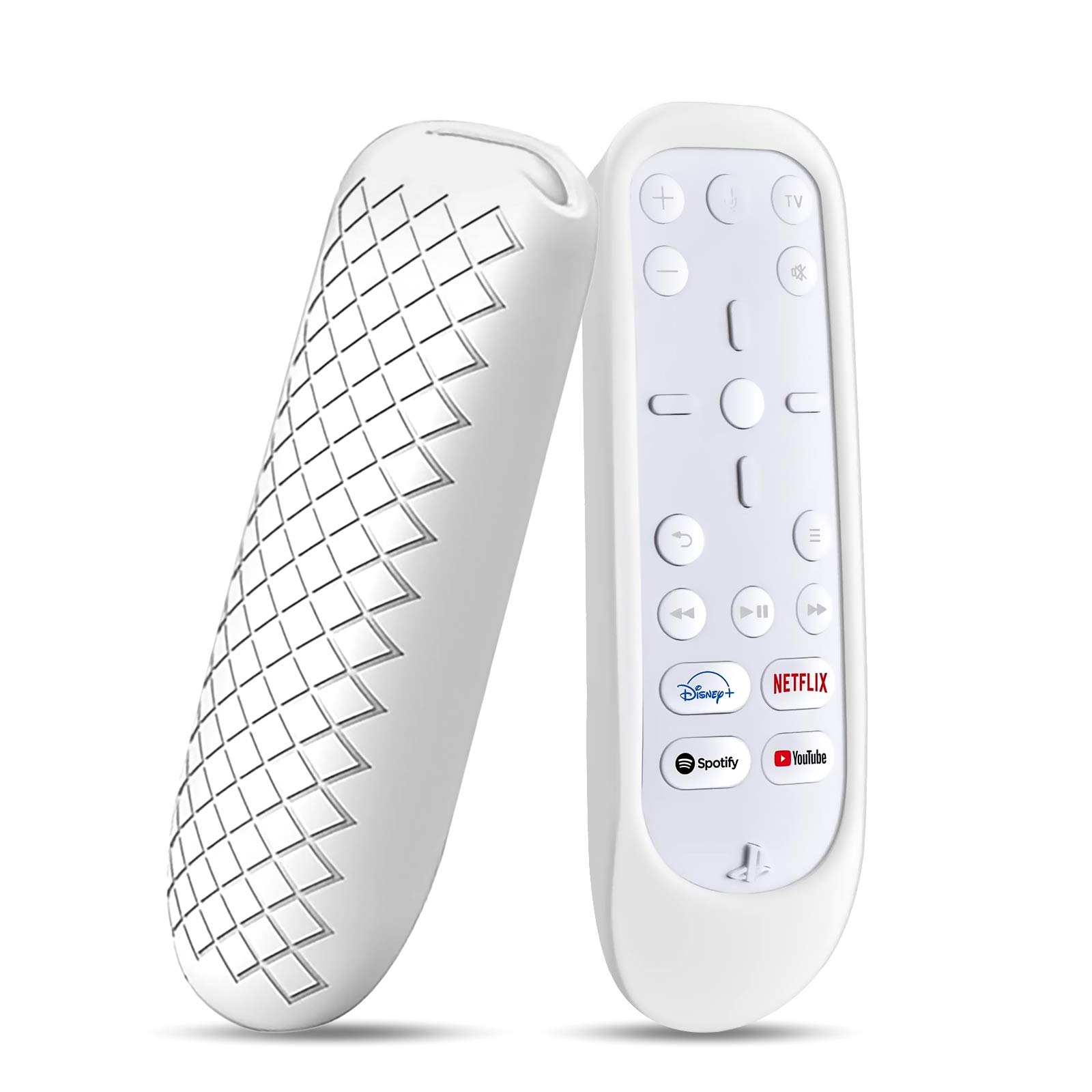 AKNES Silicone Cover for Playstation 5 Media Remote, Protective Skin Sleeve Case for PS5 Remote Control, with Hand Strap, Shockproof, Anti-Slip, Skin-Friendly,Bumper Back Cover - White