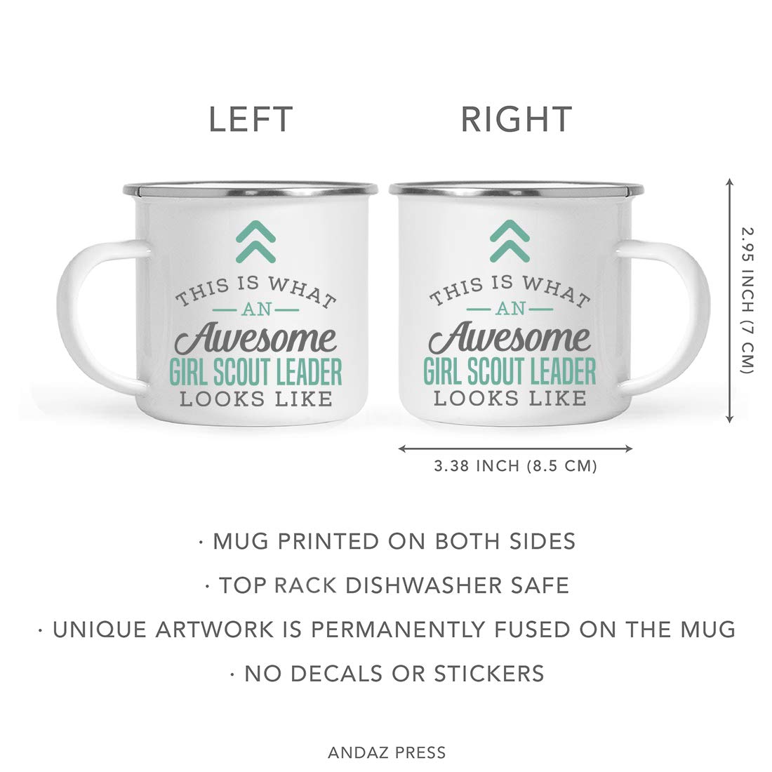 Andaz Press 11oz. Stainless Steel Campfire Coffee Mug Gift, This is What an Awesome Girl Scout Leader Looks Like, 1-Pack, Birthday Gift Ideas Coworker Him Her, Includes Gift Box