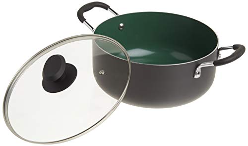 Gibson Home Eco-Friendly Hummington Forged Aluminum Non-Stick Ceramic Cookware with Soft Touch Bakelite Handle, 5-Quart Dutch Oven, Grey and Green