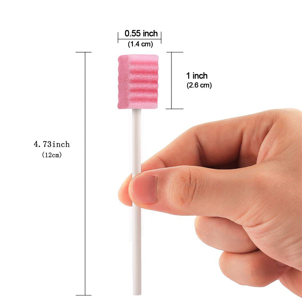 Wellgler's Disposable Oral Swabs,Sterile Sponge Mouth Swabs,Individually Wrapped (100pcs,Pink)