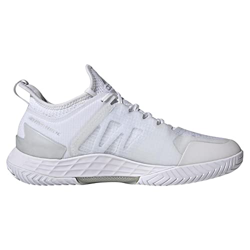 adidas Women's Adizero Ubersonic 4 Tennis Shoe, White/Silver Metallic/Grey, 7