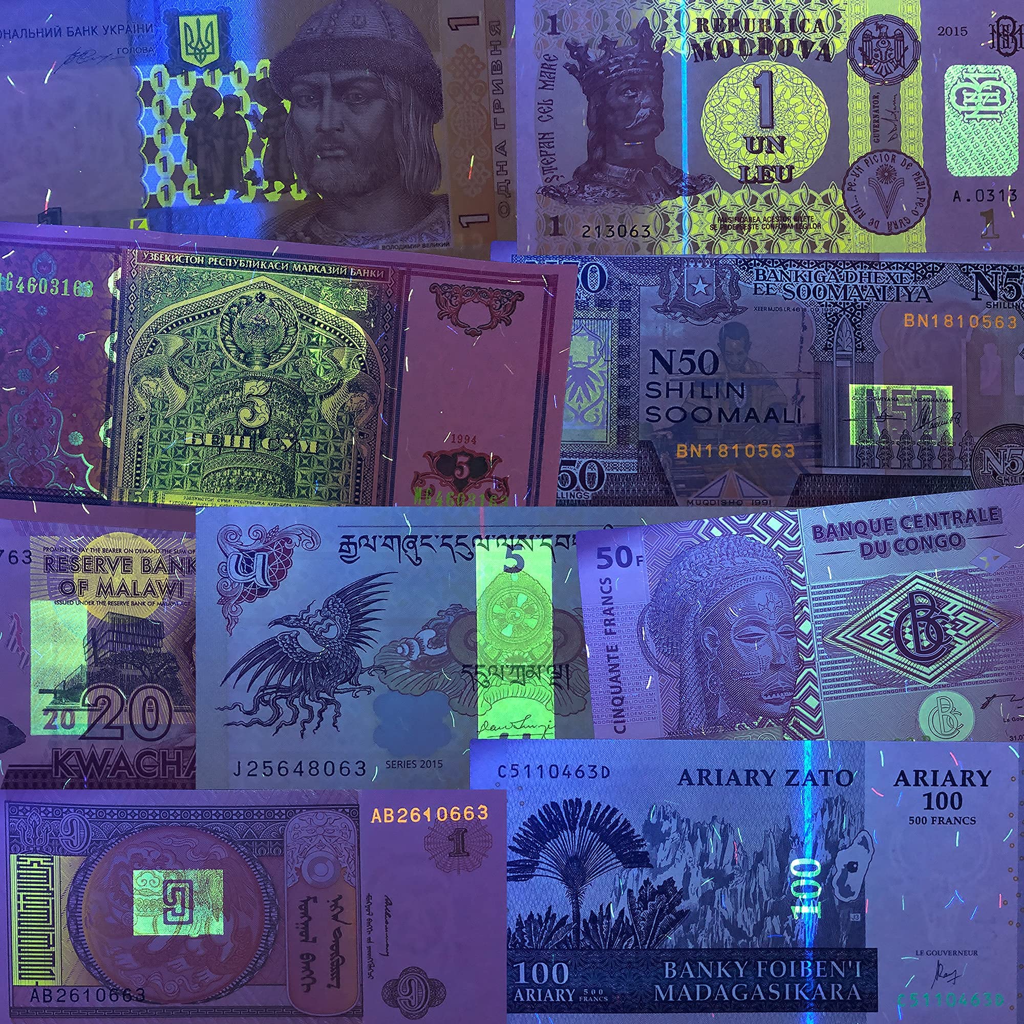 BNCollectibles 50 World Banknotes from 50 Countries β Nice Variety, Expand Your Currency Collection β Authentic, Uncirculated, Suitable for Collectors
