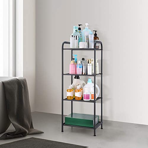 MAX Houser Storage Rack with Shelf,Industrial Style Extendable Plant Stand, Standing Shelf Units for Kitchen, Bathroom, Office,Living Room, Balcony, Kitchen (Charcoal Gray, 4 Tier)