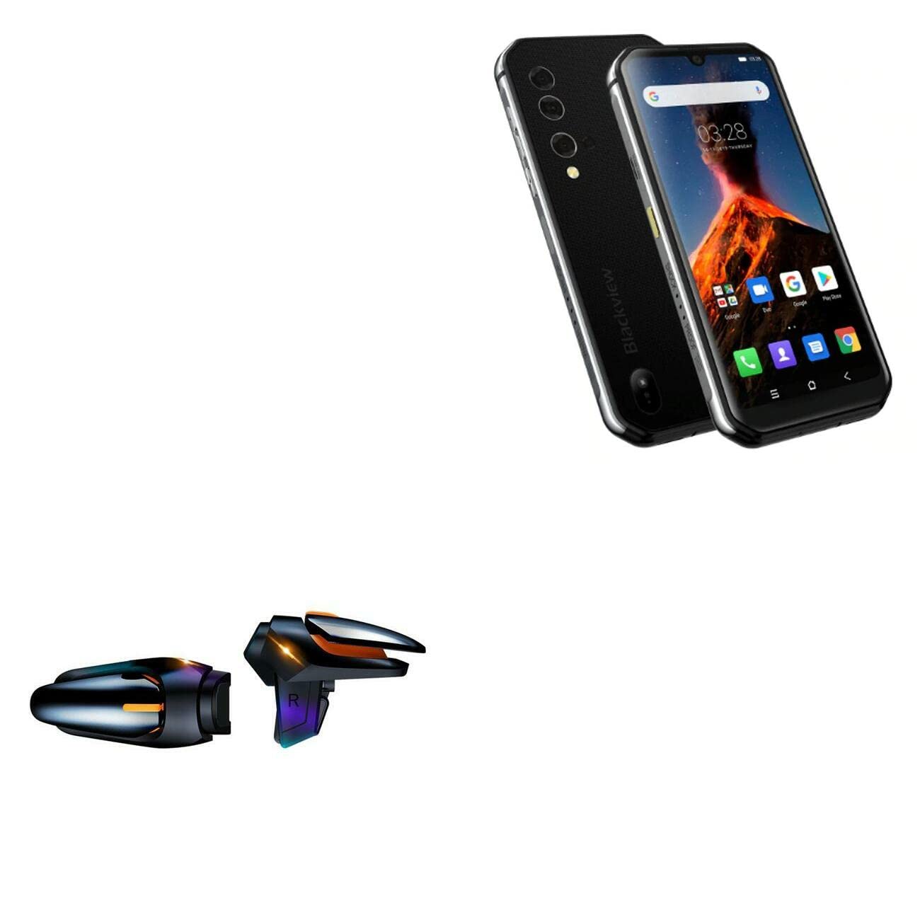 BoxWave Gaming Gear Compatible with Blackview BV9900 Pro - Touchscreen QuickTrigger Auto, Trigger Buttons Autofire Gaming Mobile FPS - Jet Black