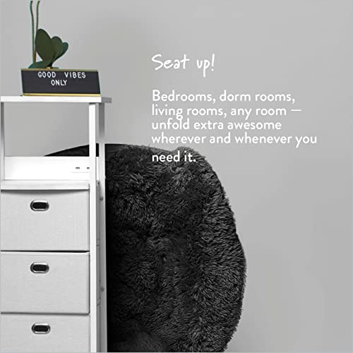 Urban Shop Oversized Mongolian Faux Fur Saucer Chair, Black