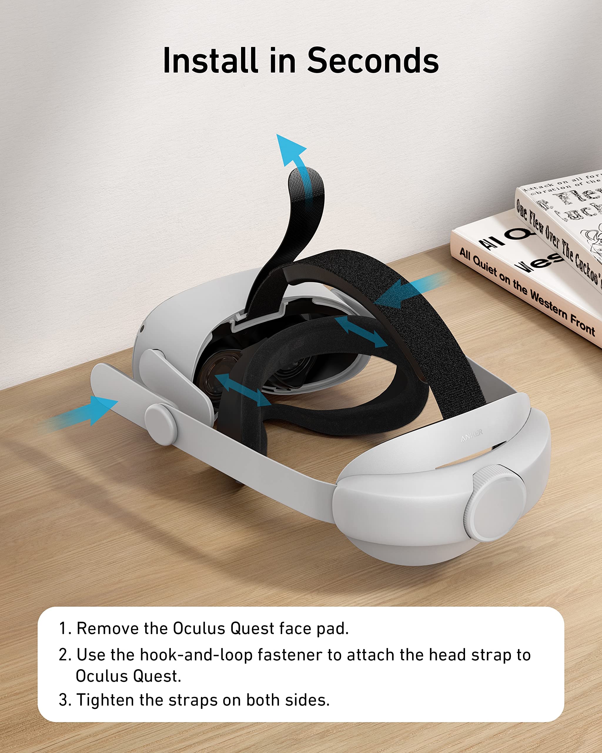 Anker Head Starp Compatible with Oculus Quest 2, Easily Switch Between Virtual and Reality, Adjustable Size for Using, Replacement Parts Kit for Anker Charging Dock for Oculus Quest 2