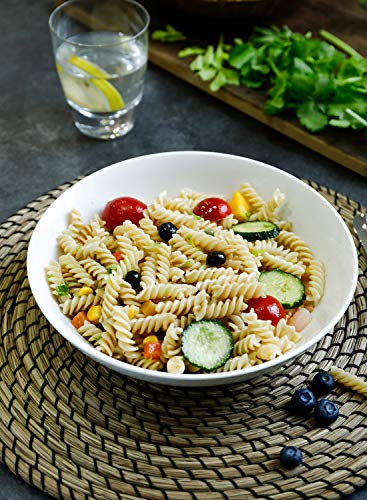 Sweese Porcelain Pasta Bowls, 45 Ounce Large Salad Serving Bowls, Wide and Shallow Bowls Set of 4, Microwave and Dishwasher Safe, White, No. 113.101