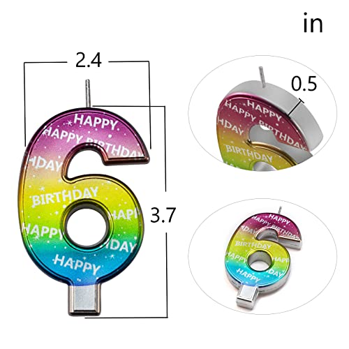 DERVENTA Birthday Candles Big Numbers Multicolored 3.7 inch Party Cake Topper 1 Piece (Number 8 Multi-Colored)