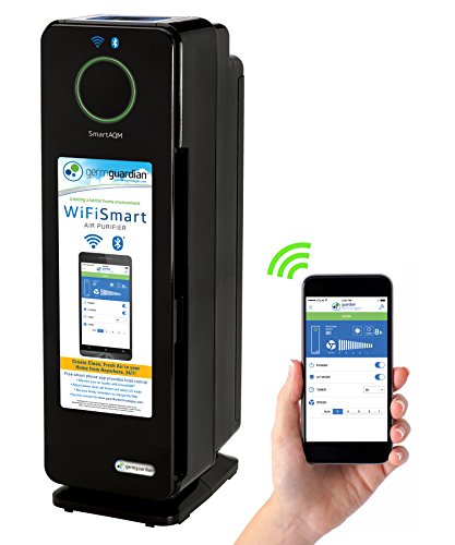 Germ Guardian Wi-Fi Bluetooth Smart Voice Control Air Purifier, UV Light Sanitizer Eliminates Germs, Mold, Odors, True HEPA Filters Allergies, Pollen, Smoke, Dust, Pet Dander, 22 inch, CDAP4500BCA