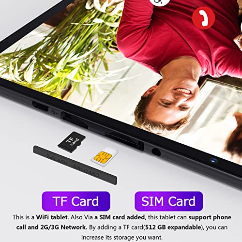 PRITOM 10'' Tablet Android 10 Phone Tablet with SIM Slot, 64GB Quad Core, IPS Touchscreen, 8MP Rear Camera WiFi GPS Bluetooth USB C, Support 3G Phone Call, Black