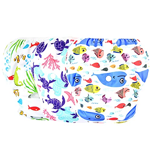 Langsprit 3 Pack Swim Diaper for Baby & Toddle,Reuseable Washable Diaper Swim for Swimming Lesson & Baby Shower Gifts
