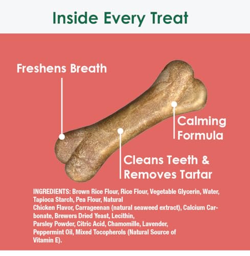 Bonies Hip and Joint Formula Treats for Dogs, Glucosamine and Omega Fatty Acids, Fresh Breath, Clean Teeth, Low Calories, Chicken Flavor, Mini, 20 Bones