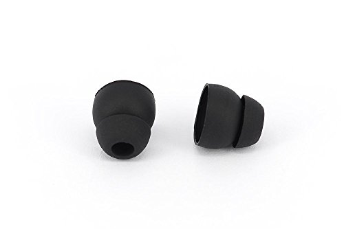 Sqrmekoko 10-Pack Black Double Flange EarTips for Powerbeats 3 Wireless Earbuds Replacement Silicone Ear Tips