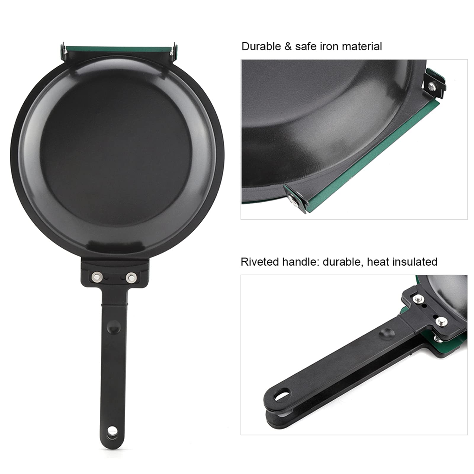 OKJHFD Double Sided Frying Pan, Professional Durable Non stick Ceramic Coating Flip Frying Pan,Pancake Maker for Household Kitchen Cookware