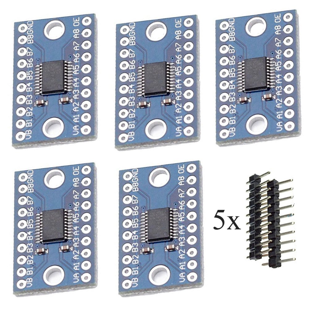 HiLetgo 5pcs TXS0108E High Speed Full Duplex 8 Way 8 Channel Level Conversion Module 8-Bit 8 CH Logic Level Bi-Directional Converter Module