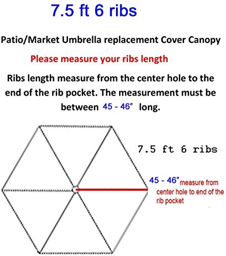BELLRINO DECOR Replacement STRONG & THICK Patio Umbrella Canopy Cover for 7.5 ft 6 Ribs (Canopy Only) (TANGO ORANGE 75)