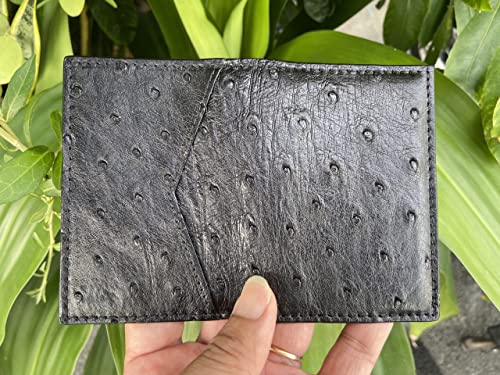 Double side Black Body Ostrich leather skin Credit Cardholder, leather credit cardcase, leather creditcard cover