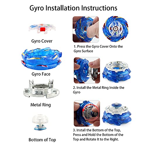 Hozuumo Bey Battling Top Burst Gyro Toy Set, with Gyro Launchers and Handle Combat Battling Game, Gift for Kids Children, B-174-01+B-174-02