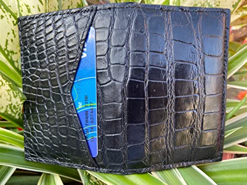 Double side Navy Blue Crocodile Alligator leather skin Credit Cardholder, leather credit cardcase, leather creditcard cover