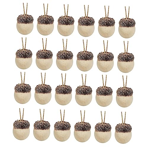 BESTOYARD 24pcs Felt Pine Cones Christmas Decor Mini Craft Balls Acorn Mantel Hanging Acorns Christmas Pinecone Felt Balls White Xmas Decor Props Christmas Hanging Ornaments Small Ball Props