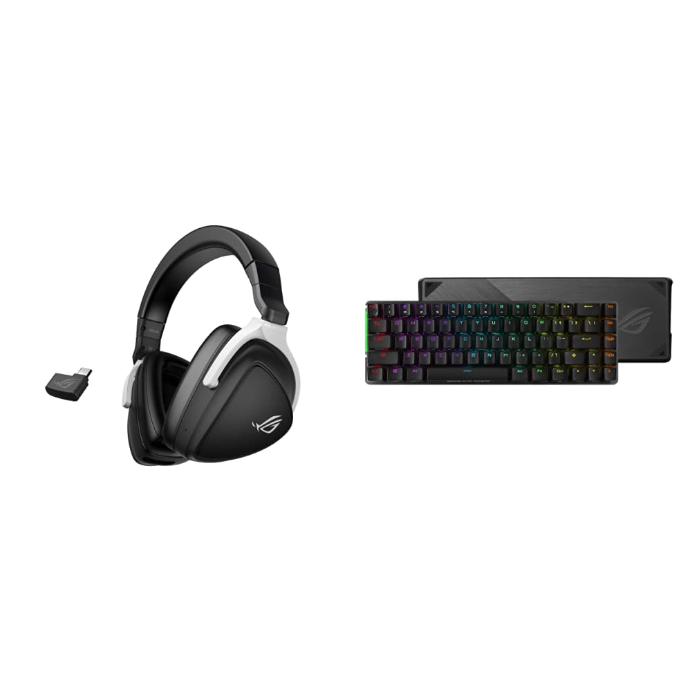 ASUS ROG Delta S Wireless Gaming Headset - Black & ROG Falchion Wireless 65% Mechanical Gaming Keyboard | 68 Keys, Aura Sync RGB, Extended Battery Life