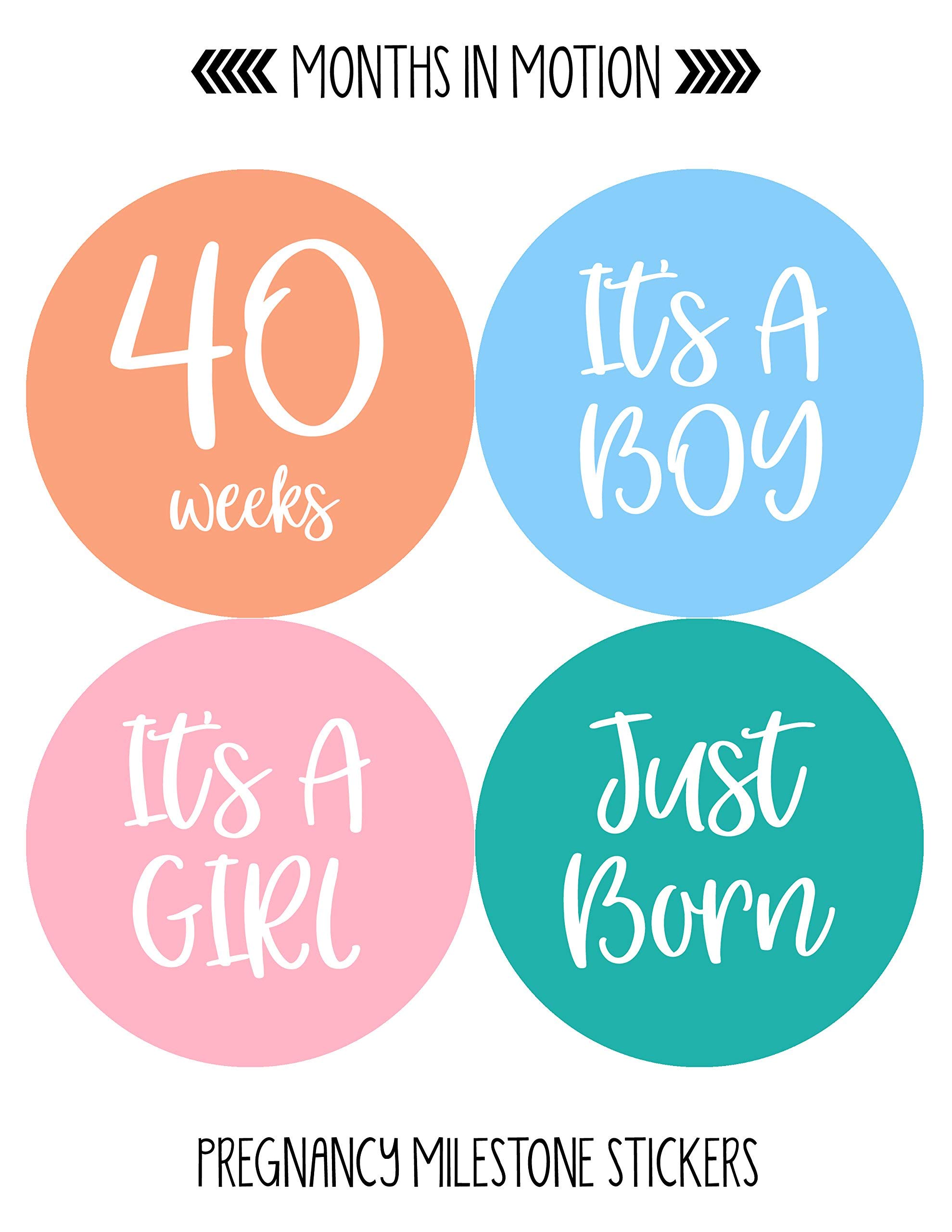 Months In Motion Pregnancy Weekly Belly Growth Stickers, 36 pcs - Purple Pink, Matte Finish, Cloth Surface, for Maternity Photo Sessions & Keepsakes