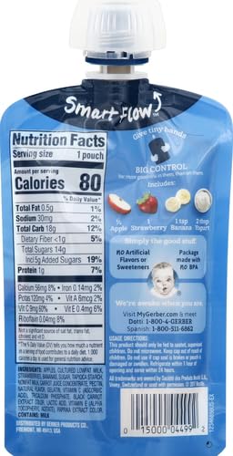 Gerber Baby Food Pouches, Toddler 12+ Months, Fruit & Yogurt, Strawberry Banana, 3.5 Ounce