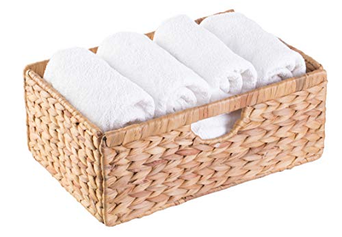 Vintiquewise Foldable Natural Water Hyacinth Storage Bin, Small