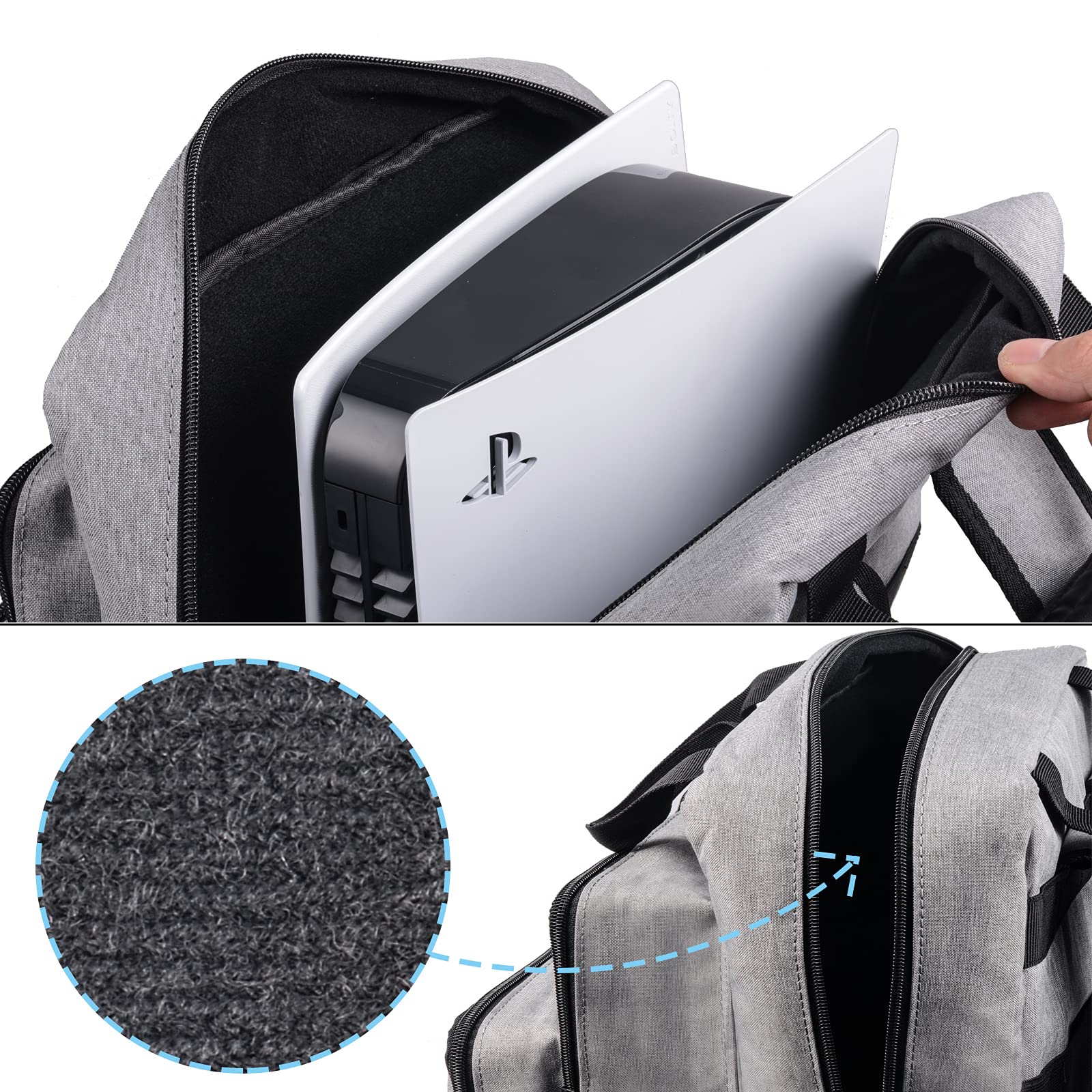 For PS5 Backpack , Compatible with Console and Playstation 5 Disk/Digital Edition, 3 Layers Capacity Travel Carrying Case Travel Storage Bag For PS5 Accessories.