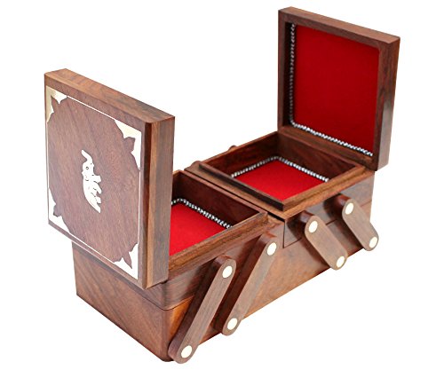 ITOS365 Handmade Wooden Jewelry Box/Case/Storage for Women Jewel Organizer Gift Items Brown
