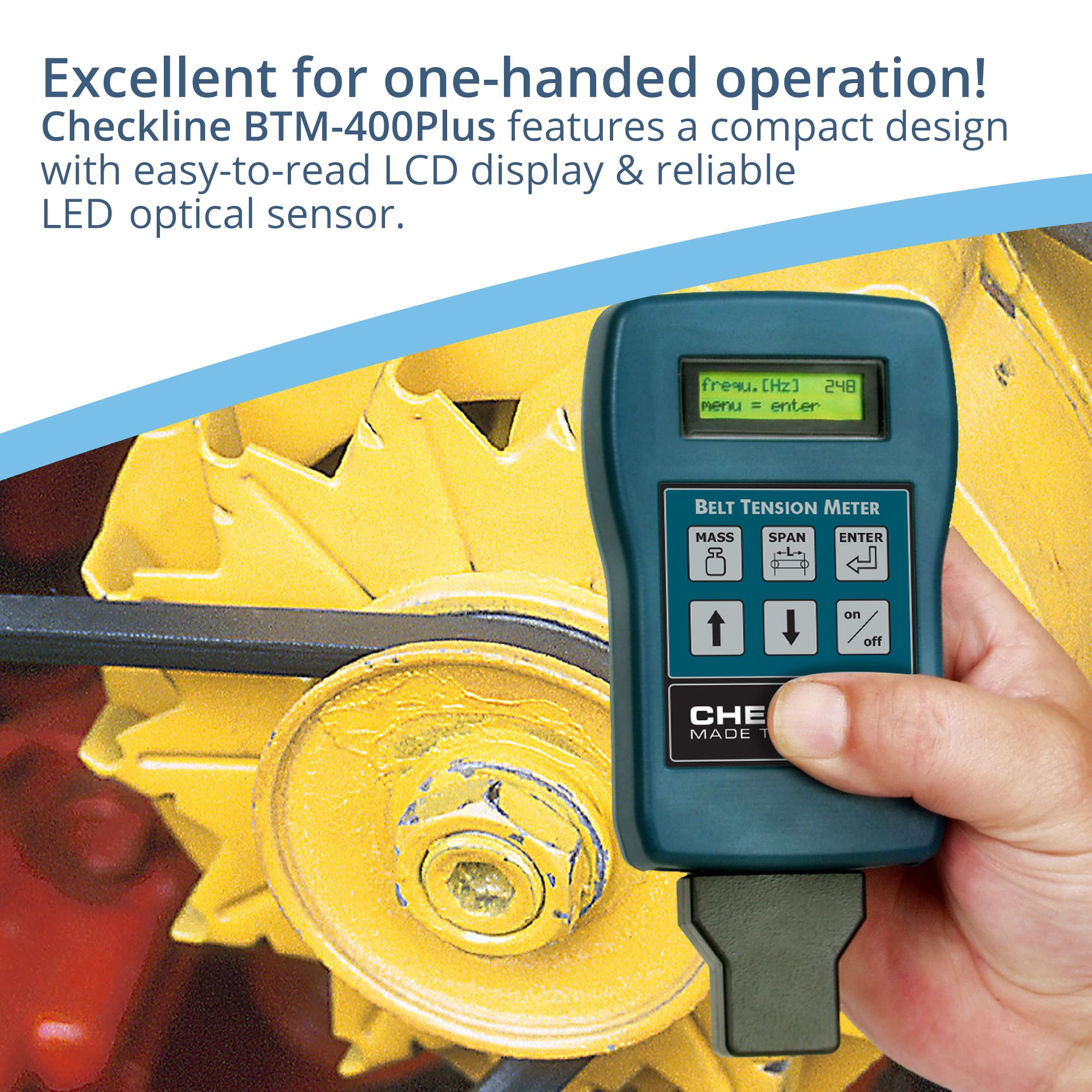 Checkline Belt Tension Checker for Vehicles & Machines - Quick & Accurate Results, 100-800 Hertz