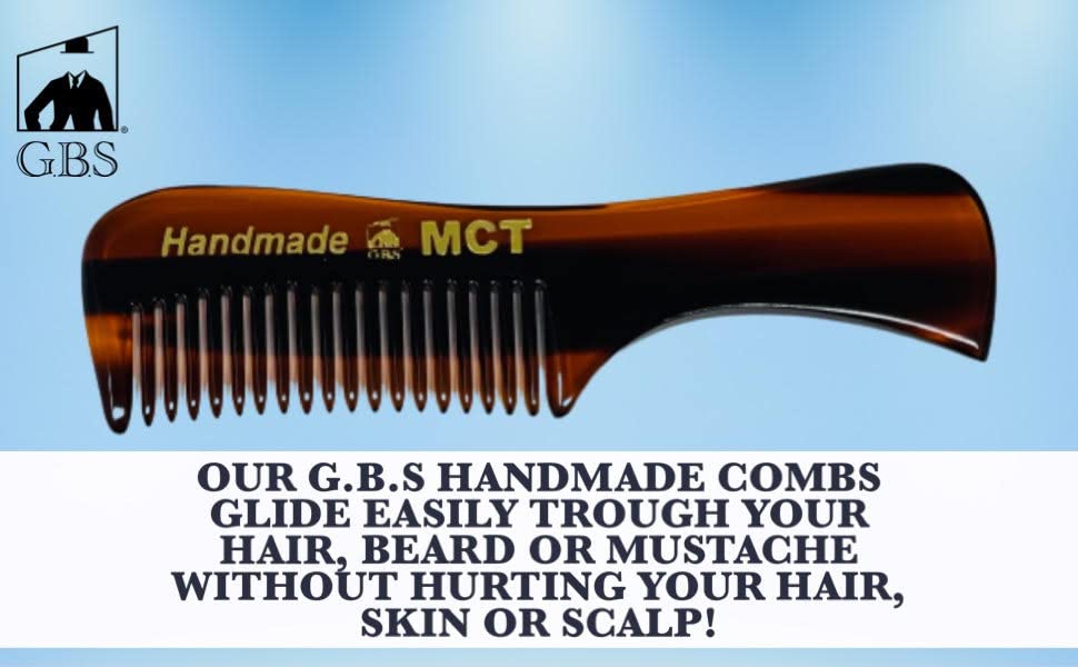 G.B.S Handmade 3in Pocket Comb for Beard and Mustache Styling, MCT, Pack of 3 Mustache Comb Pack