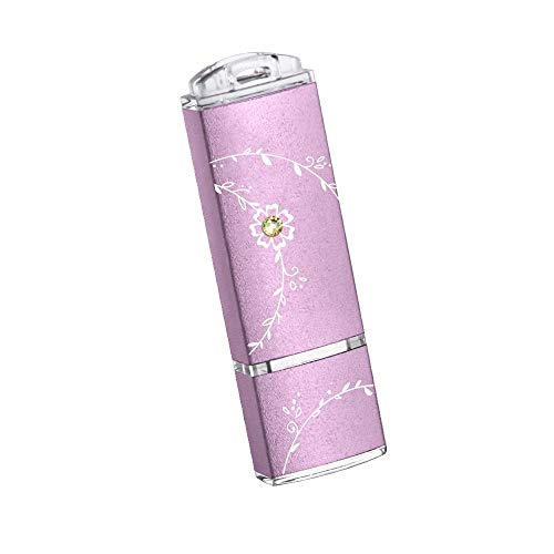 TCELL Natural Beauty 64GB USB 3.0 Flash Drive Decorated with Swarovski Elements Crystal Lavender Purple for Women Student Office Gift, Purple USB Stick