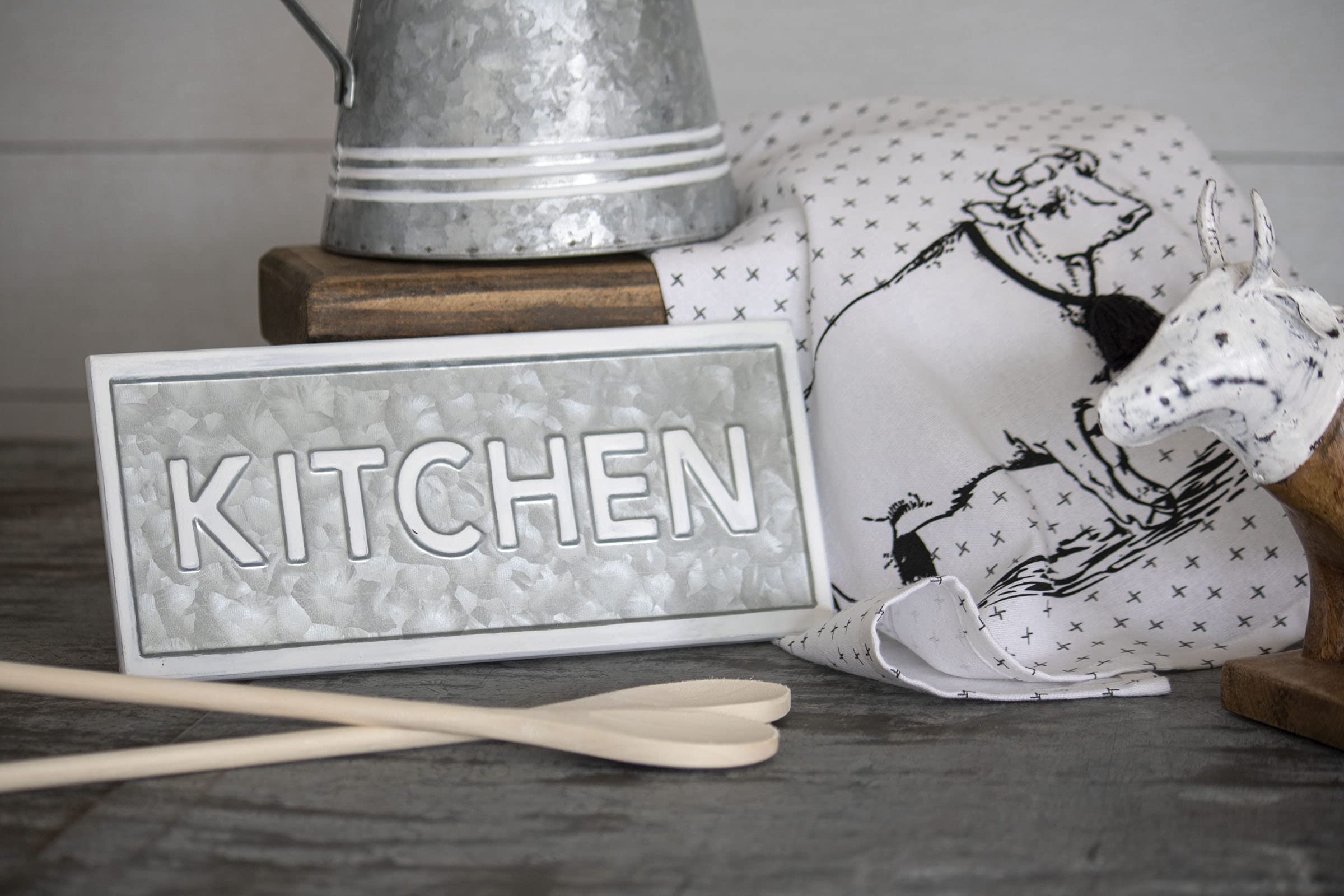 Foreside Home & Garden Galvanized White Metal Kitchen Wall Décor
