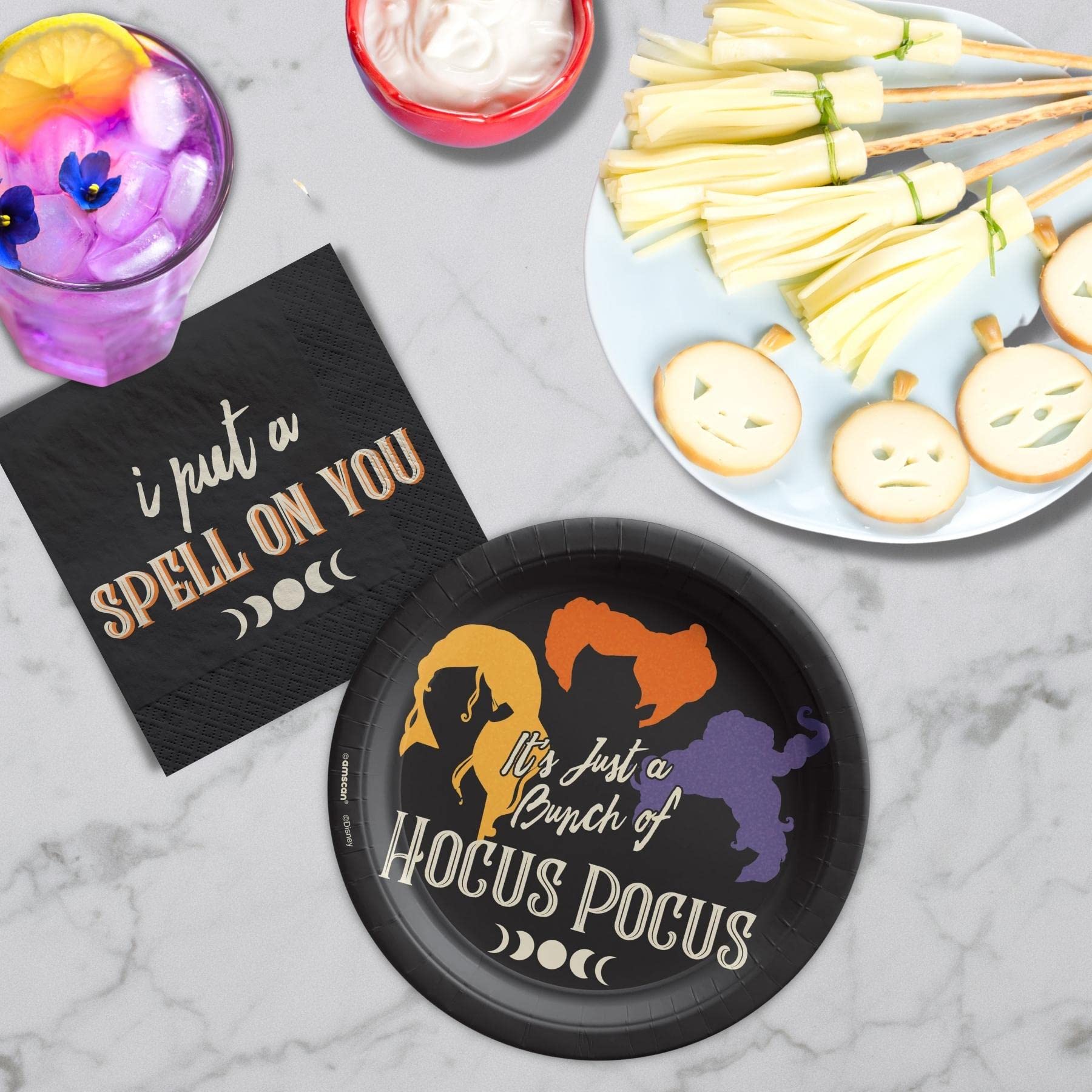 Amscan Hocus Pocus Party Supplies Bundle with 16 Plates and Napkins and Balloon