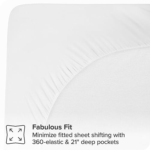 Bare Home Twin XL Mattress Topper Cotton Top - Fitted Mattress Cover - Cooling Breathable Air Flow - 8" to 21" Deep Pocket - Mattress Pad Protector - Soft Noiseless Mattress Pad (Twin XL)