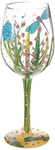Lolita Dragonfly Summer Artisan Painted Wine Glass Gift, 440 ml
